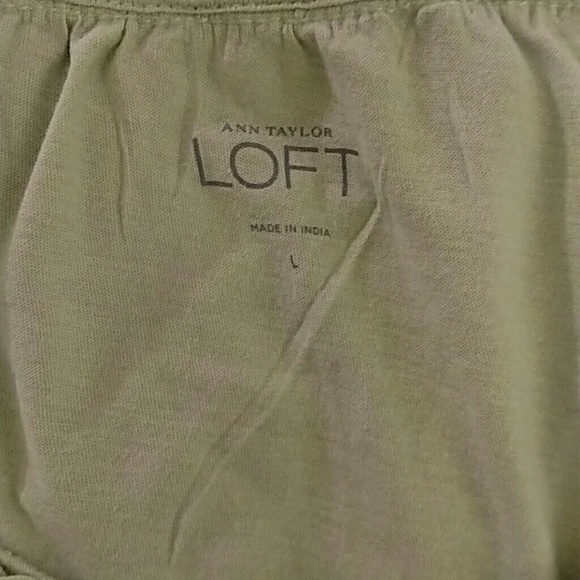 LOFT | Tops | Loft Lime Green Banded Bottom Ruffle Neck Tee | Poshmark